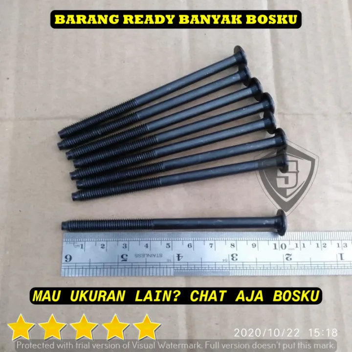 3 pcs (Drat Baut 10) M6x100 Baut JCBC Dipan Hitam 10cm Knockdown ...