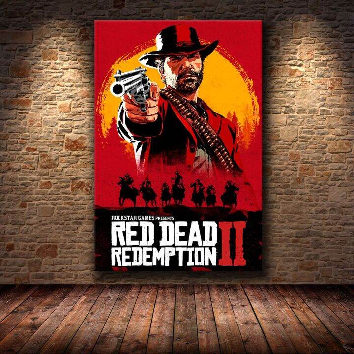 Red Dead Redemption 2โปสเตอร์ภาพเขียนเกมศิลปะบนผนังวอลล์เปเปอร์ลายพิมพ์ ...