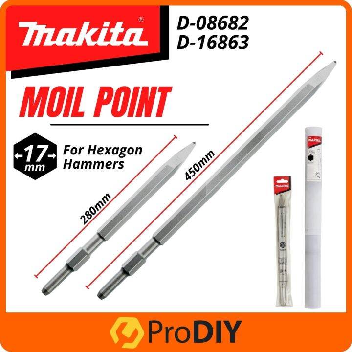 MAKITA ORIGINAL 280mm 450mm Moil Point Bull Point Scaling Chisel Rotary ...