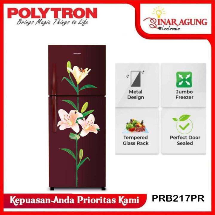 POLYTRON KULKAS 2 PINTU BEAUTY STEEL 210 LITER PRB 217PR - 100% ORI | Lazada Indonesia