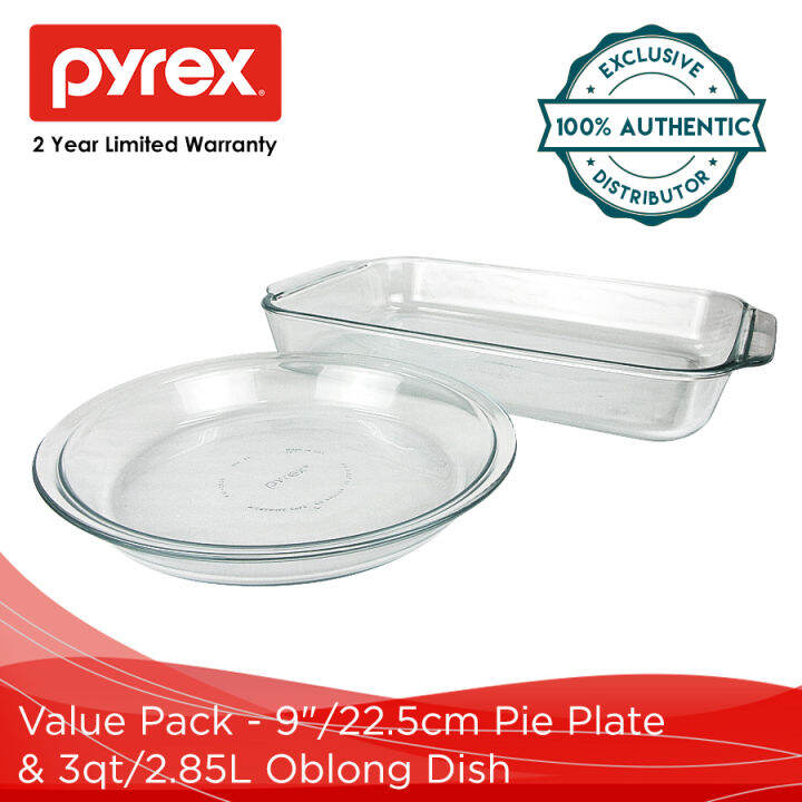 Pyrex Value Pack - 9"/23cm Pie Plate & 3qt/2.85L Oblong Dish | Lazada PH