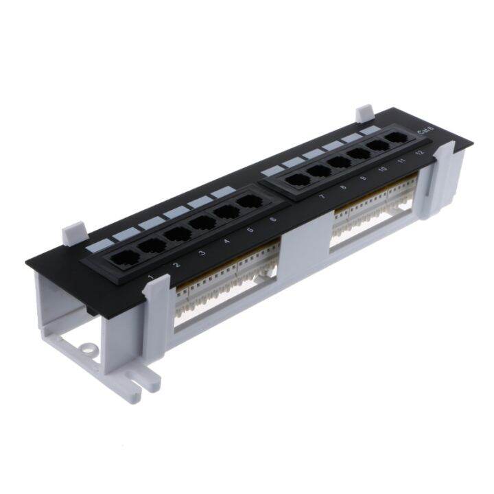 12 Port CAT6 Patch Panel RJ45 Networking Wall Mount Rack Mount Bracket ...