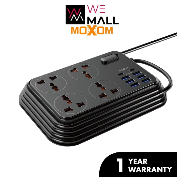 MOXOM MX-ST06 Power Strip - 1 Year Warranty - 4 Universal Sockets / 6 ...