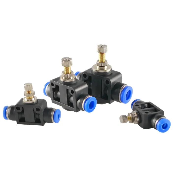 Pneumatics Air Throttle Valve Speed Control Quick Hose Tube Water Fitting Connector Pneumatic ...