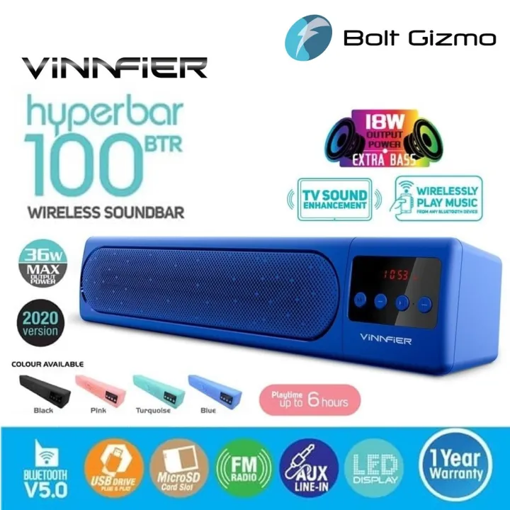 VINNFIER HyperBar 100 BTR Wireless Bluetooth Sound bar with FM Radio ...