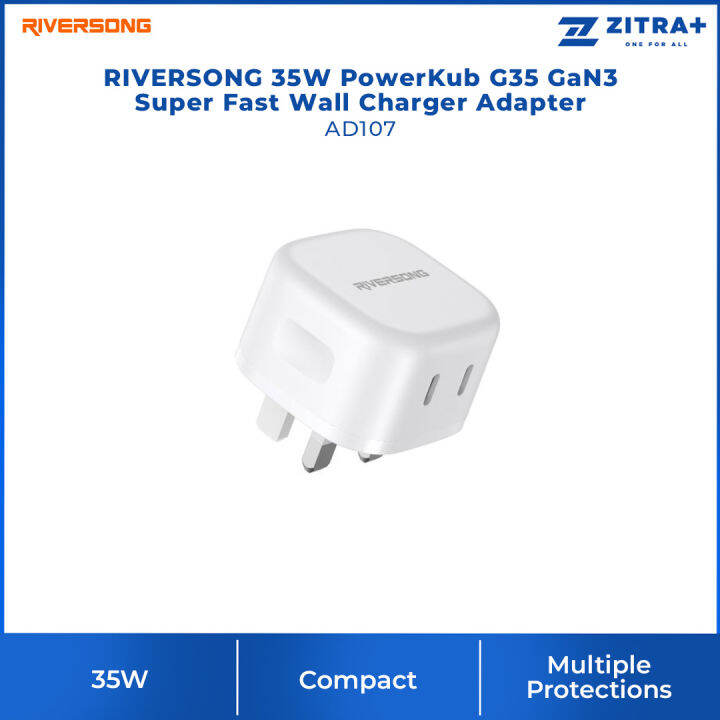 RIVERSONG 35W PowerKub G35 GaN3 Super Fast Wall Charger Adapter AD107 | Multiple Protection ...