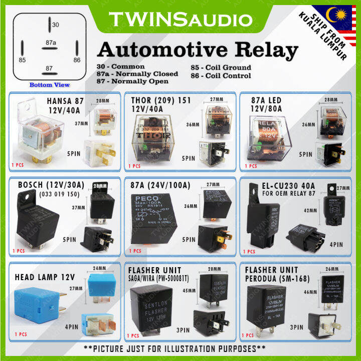 Automotive Relay 3 Pin/ 4 Pin/ 5 Pin 12V 24V Relay (1 PCS) | Lazada