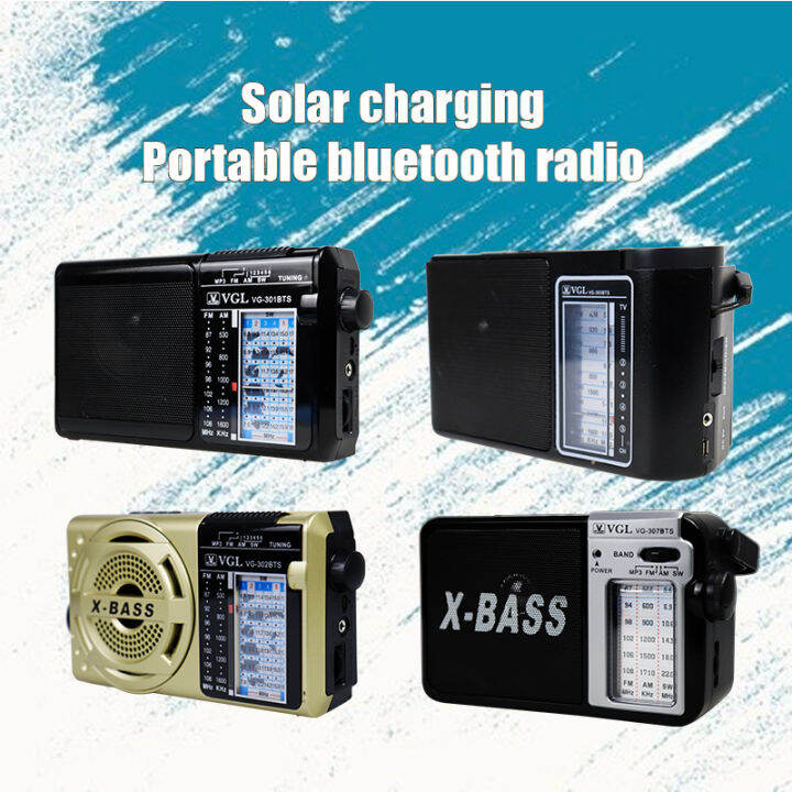 Solar Panel Radio FM/AM/SW 6-8 Band Transistor Rechargeable Radio ...