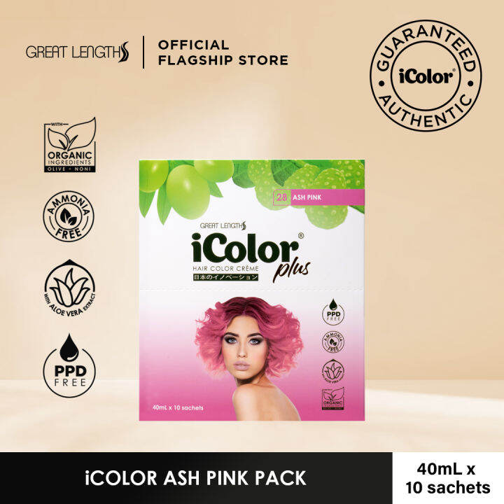 iColor Plus Hair Color Crème Ash Pink 40ml x 10 Sachets | Lazada PH