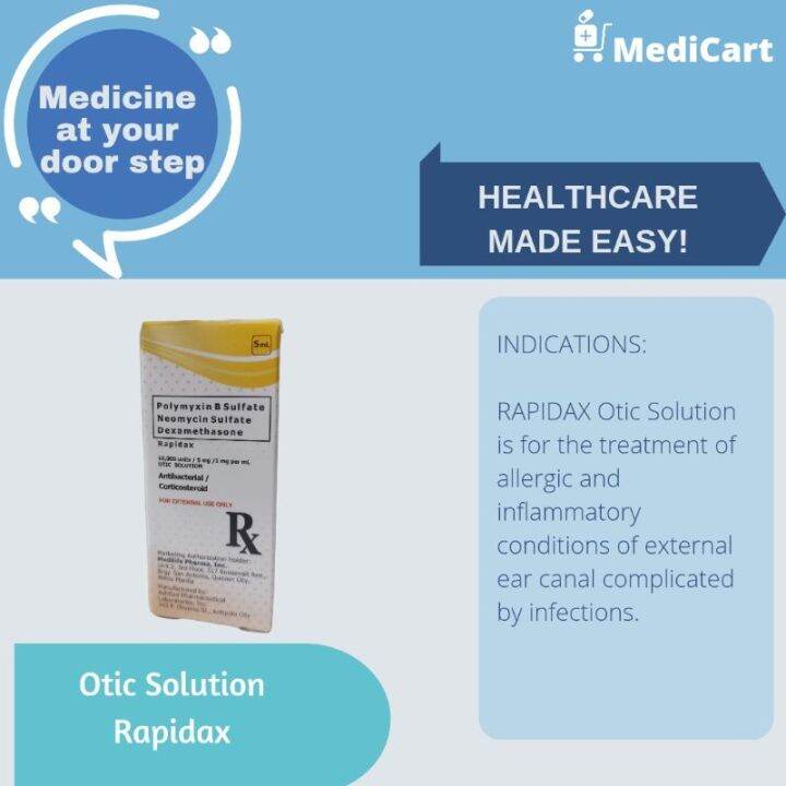 (Expedited delivery) Otic Solution Rapidax 5ml | Lazada PH