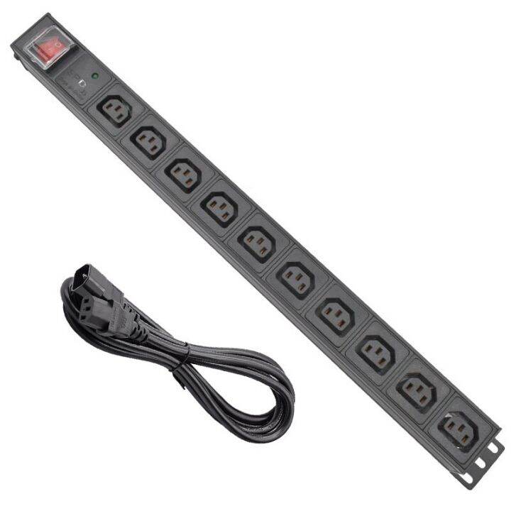Network Rack Pdu Aluminium Alloy Power Strip 10ways C13 Output Socket With 2m Extension Cable