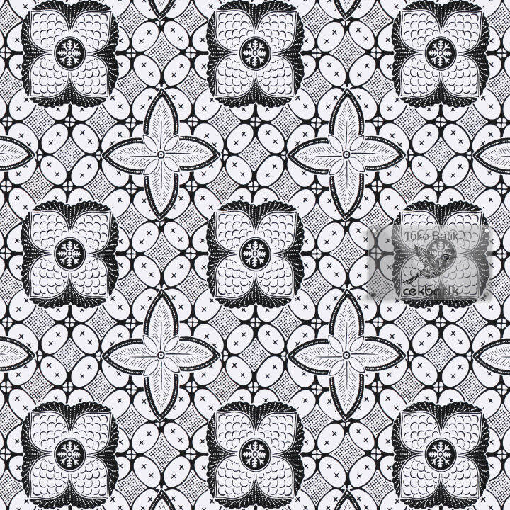 kain batik - Motif Batik Klasik Hitam Putih V11 (Ukuran 2 Meter Lebih ...
