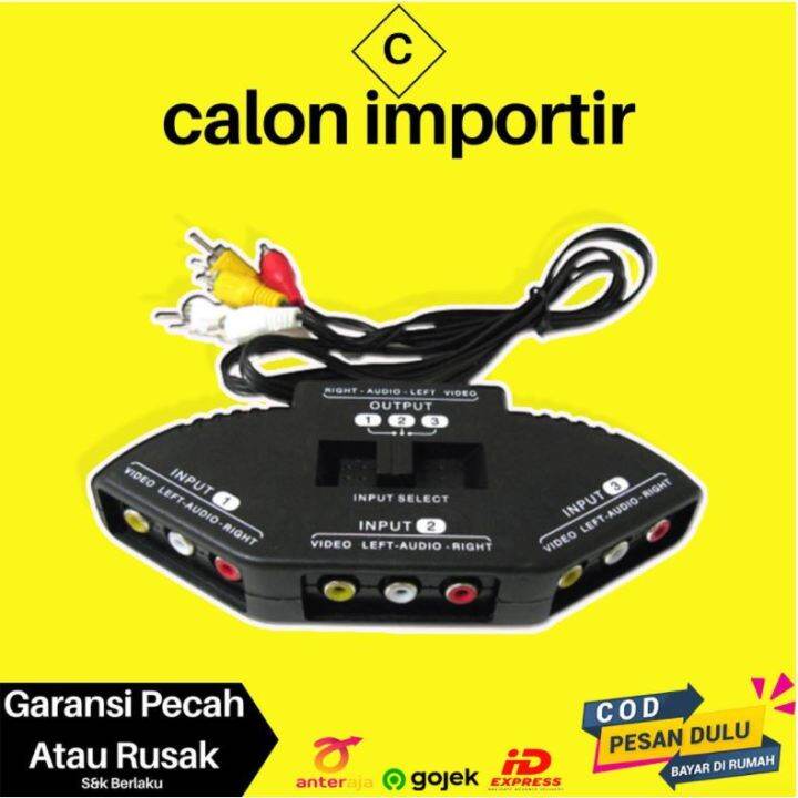 Switch Box Kotak Multiple Colokan Kabel RCA TV 3 Input 1 Output Colokan ...