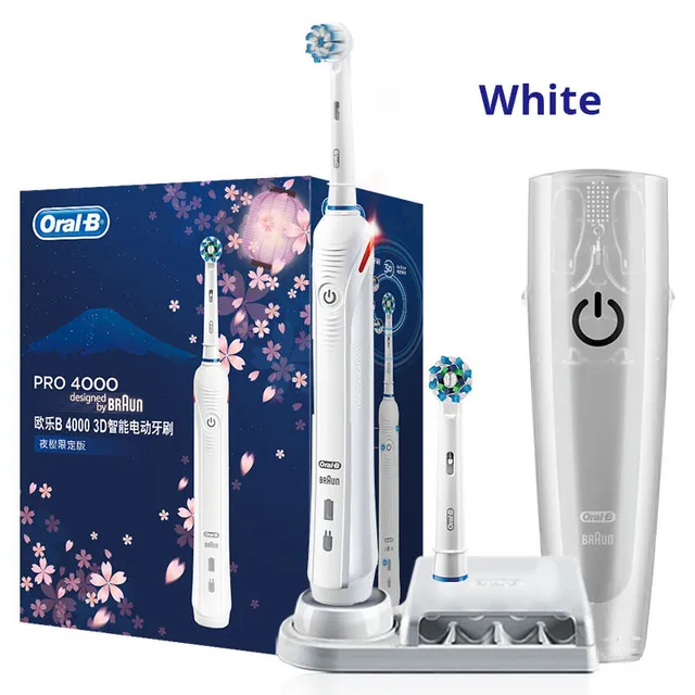 Oral B Pro4000 3D Sonic Electric Toothbrush Power Rechargeable LED Smart Timer Waterproof Soft ...