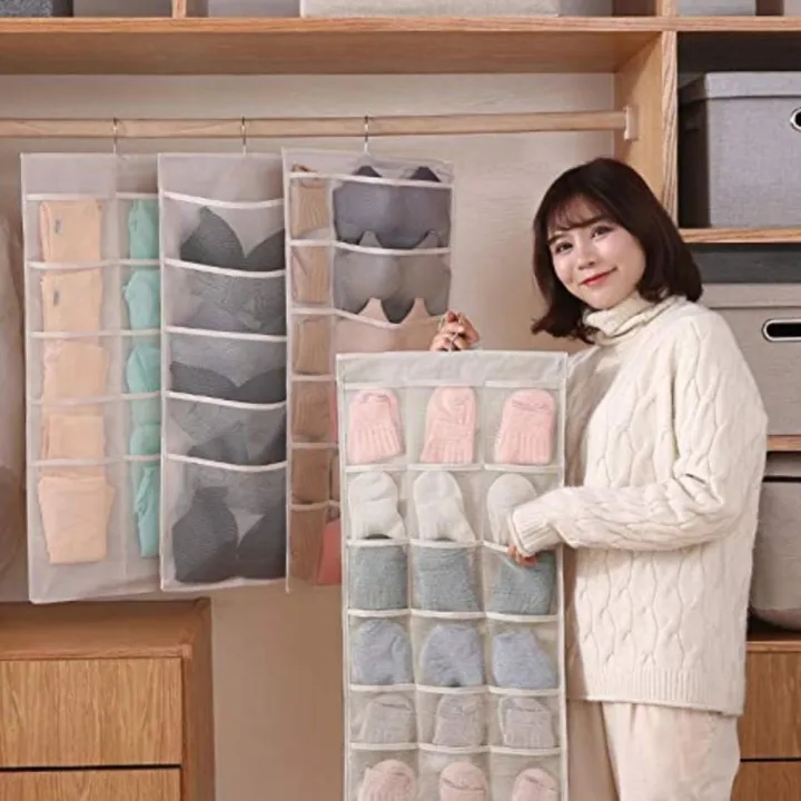Hanging Closet Organizer Dual Space Saver Storage Bag Pockets for ...