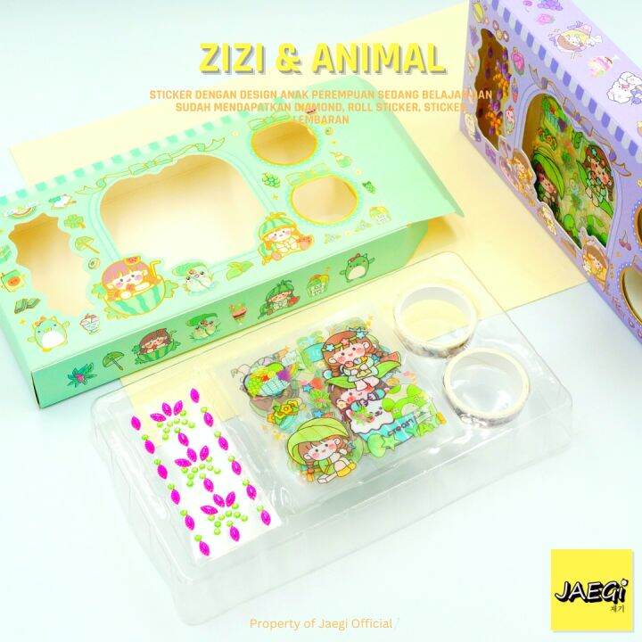 JAEGi - Sticker Aesthetic Karakter Zizi & Animal Edition Sticker Roll ...