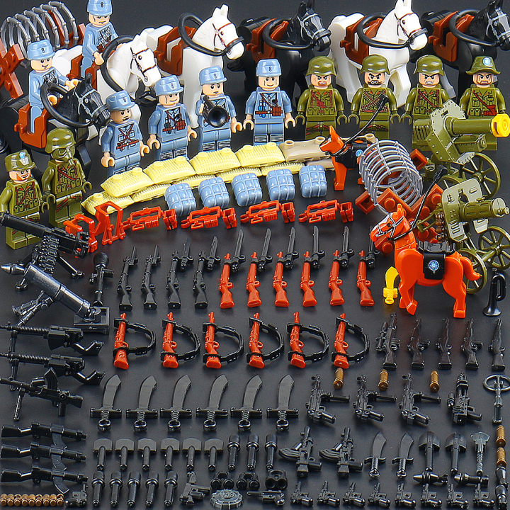 Lego building blocks assembled in World War II, scene model toys of the ...