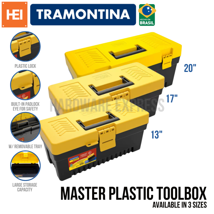 Tramontina Plastic Tool Box with Removable Tray 13" / 17" / 20" (43804 ...