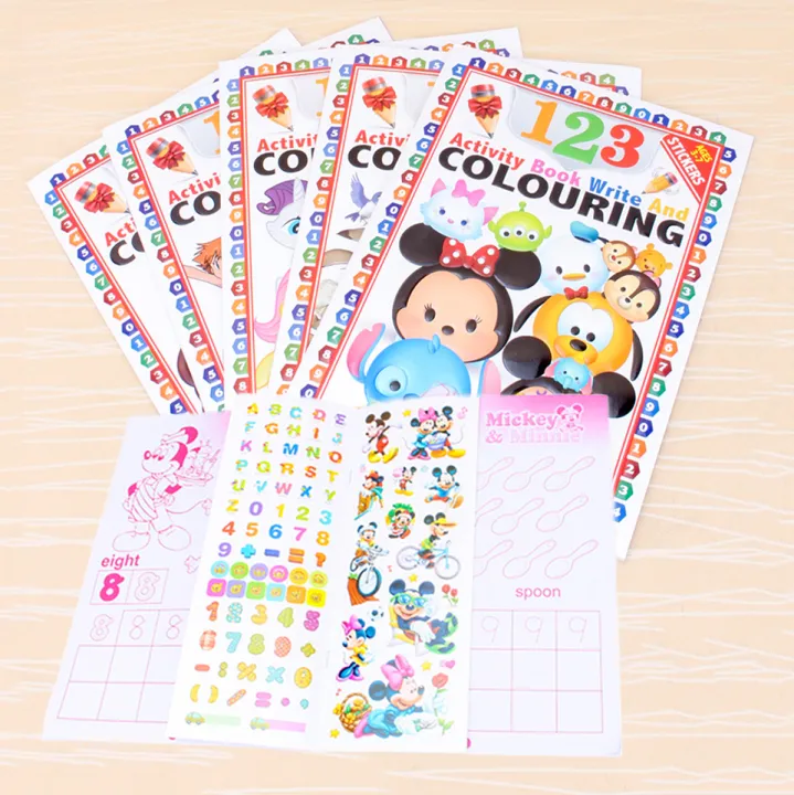 Kids 123 Number Activity Book Write and Colouring Sticker Book Upin ...