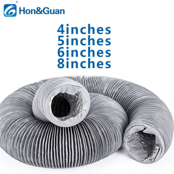 Hon&Guan 4 5 6 8 inches PVC Flexible Duct hose Thick aluminum foil ...