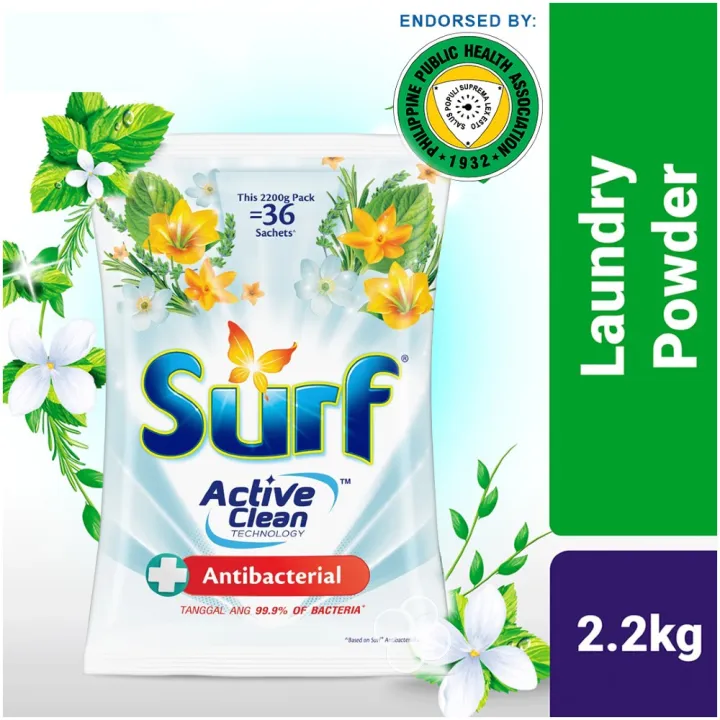 Surf Antibacterial Detergent Powder Pouch with Fabcon 2.2kg | Lazada PH