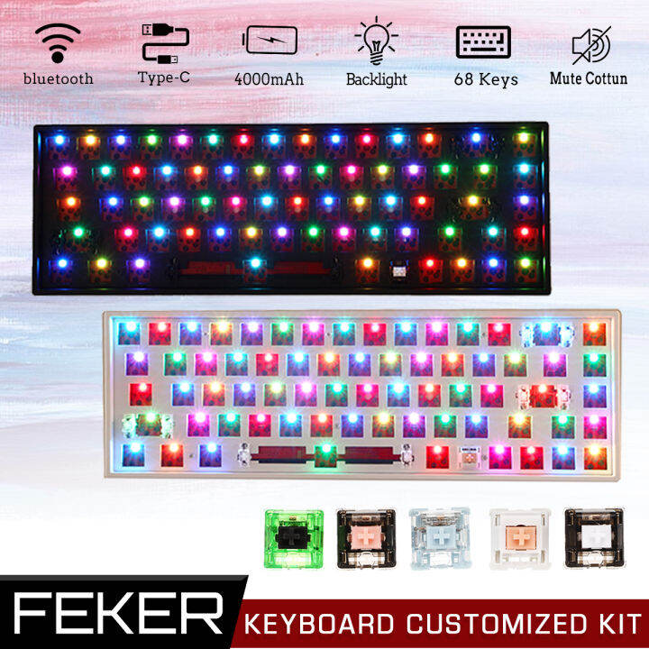 FEKER FK64T Mechanical Keyboard DIY Kit Three Mode Bluetooth 5.0 2.4G ...