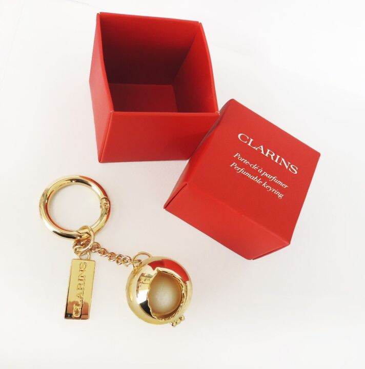 Clarins gold tone perfume diffuser keychain พวงกุญแจกระจายน้ำหอม ...