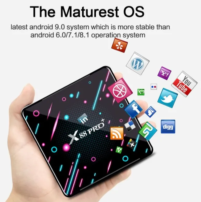 กล่องทีวีเเอนดรอย X88 Pro Plus Smart Android TV Box Android 9.0, RK3368 ...