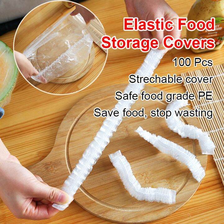 Toddlerr 100PCS Disposable Elastic Plastic Food Storage Covers,PE Ultra ...