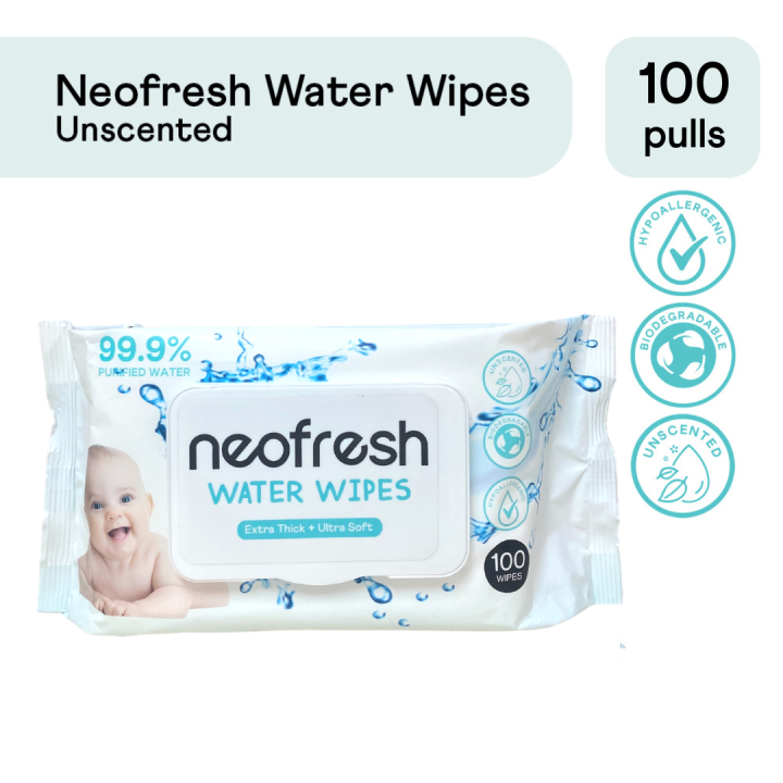 Neofresh 99.9% Water Wipes Unscented Baby Wipes Ideal for Newborn 100 ...
