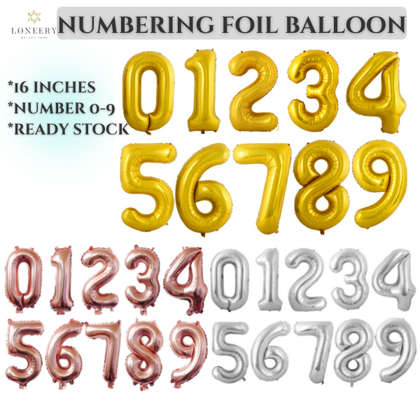 16 Inches Numbering Foil Balloon | Decoration Number Balloon 0-9 ...
