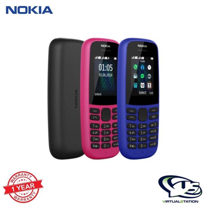 Nokia 105 2019 and 2022 Model Basic Phone Dual Sim NTC Brand New 1 Year ...
