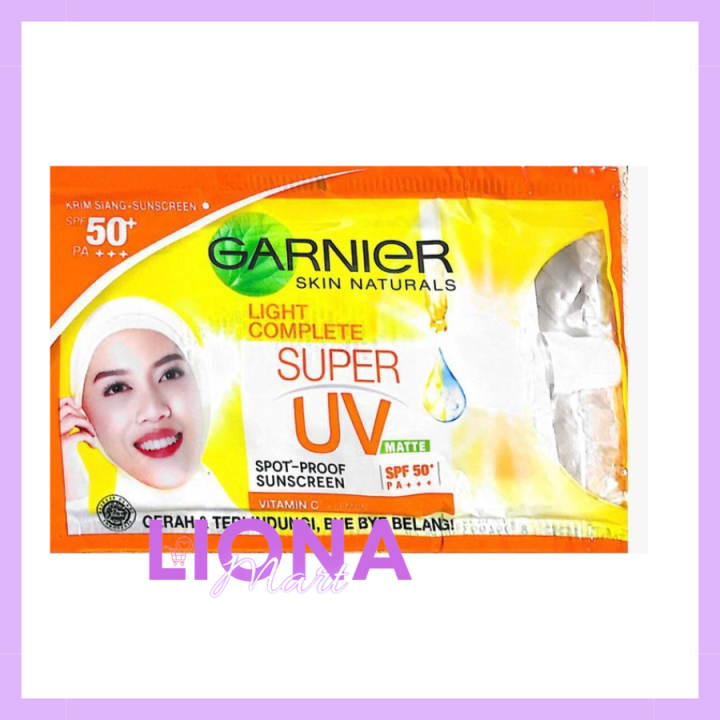 (SACHET) GARNIER Light Complete Super UV Matte | Krim Siang Sunscreen ...