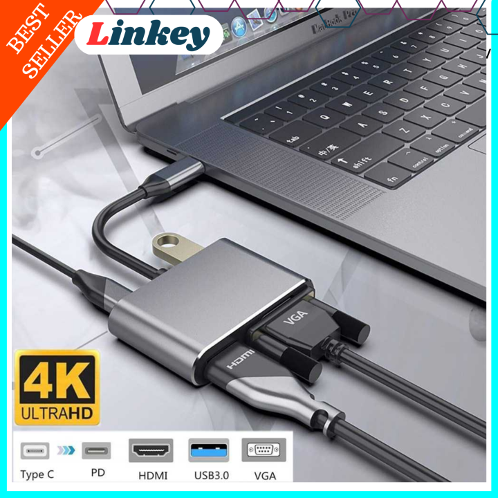 COD Linkey Adaptor USB Type C to HDMI VGA PD Charging 4K 87W - D87 ...