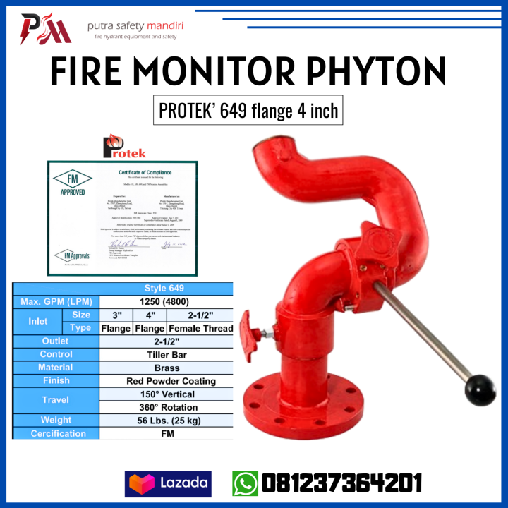 FIRE MONITOR PROTEK STYLE PHYTON 649 WATER CANON PEMADAM FLANGE 4 INCH ...