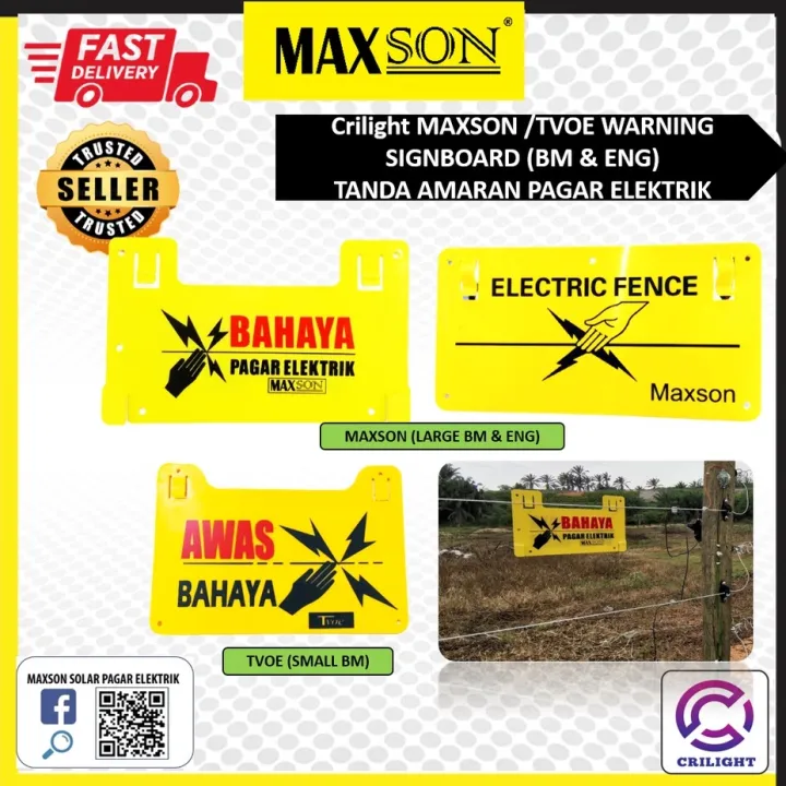 Crilight WARNING SIGNBOARD / Papan Tanda Amaran Bahaya Pagar Elektrik ...