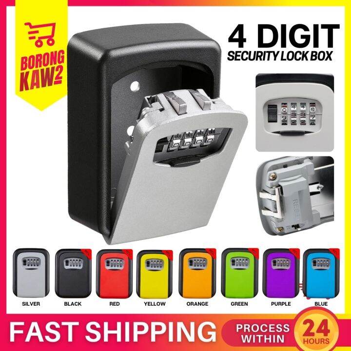 4 Digit Combination Wall Mount Key Storage Security Lock Box Homestay ...
