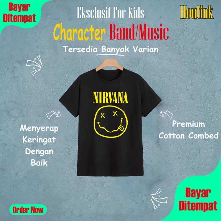 Baju Anak Band Rock Metal Punk Nirvana Legend Keren untuk Usia 1-6 ...