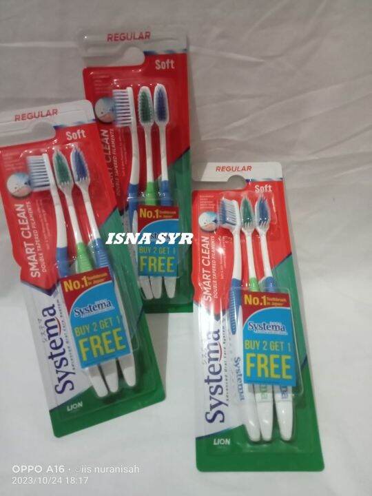Systema sikat gigi reguler dan soft isi 3 pcs/ sikat gigi dewasa ...