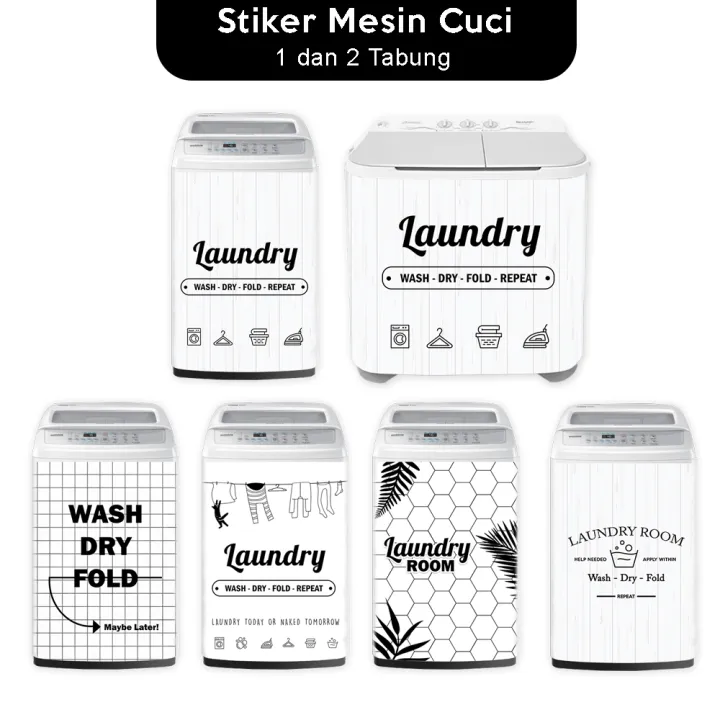 Stiker Sticker Mesin Cuci 1 dan 2 Tabung Motif Minimalis Aesthetic ...