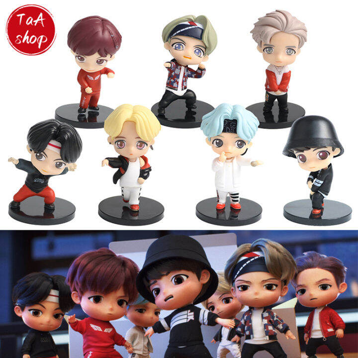 [ในสต็อก]7 ชิ้น / ชุด BTS TinyTAN มินิหุ่น Bangtan Boys Group BTS อะนิเ ...