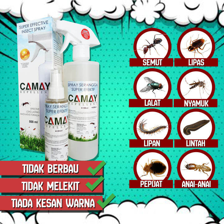 Spray Serangga Camay Repellent 500ml Semut Lipas Lalat Nyamuk Lipan Lintah Pepijat Anai-Anai ...