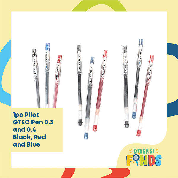 1pc Pilot GTEC Pen 0.3 and 0.4 Black, Red and Blue | Lazada PH