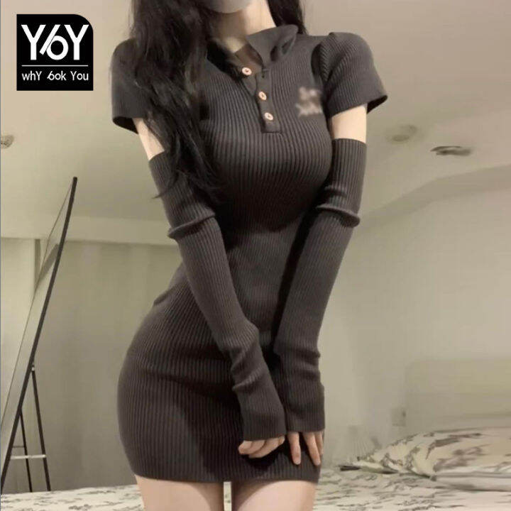 Y6Y ฤดูร้อนผู้หญิงรูปร่างที่สมบูรณ์แบบเสื้อผ้าอารมณ์หวานโรแมนติกใหม่ถัก ...