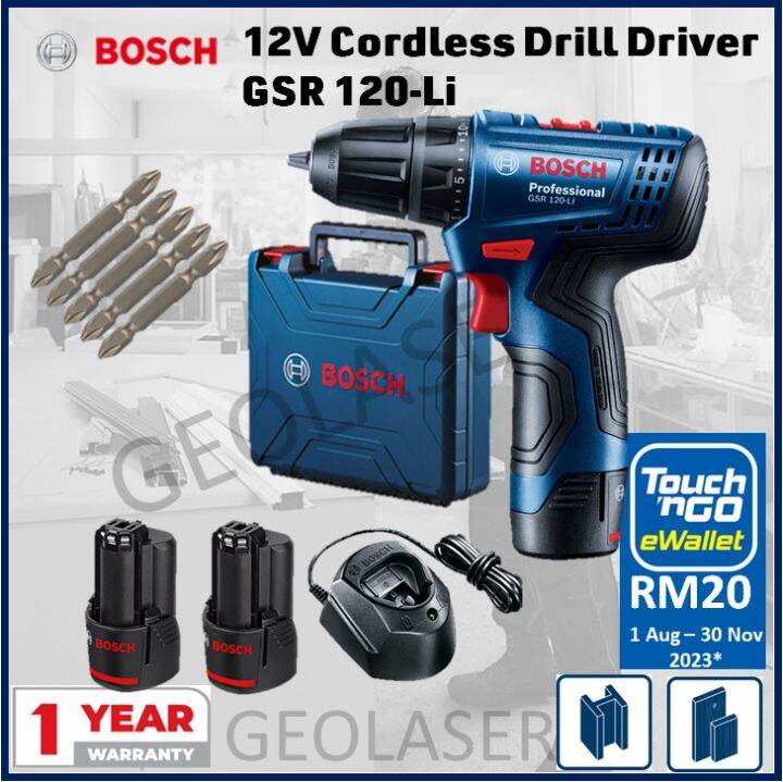 Bosch 12v Gsr 120 Li Li Ion Cordless Screwdriver Drill With 2 Battery