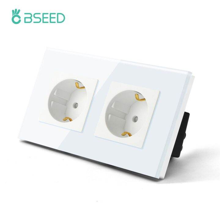 BSEED 1/2/3Gang Light Touch Switch 1Way Sensor Switch Glass Panel USB Type-c Wall Socket EU ...
