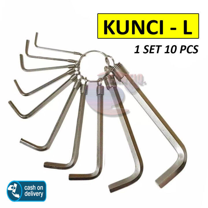 iCantiq Set Kunci L 10 Pcs Kunci Hex Key Ring Huidi Tools 10 IN 1 KUNCI ...