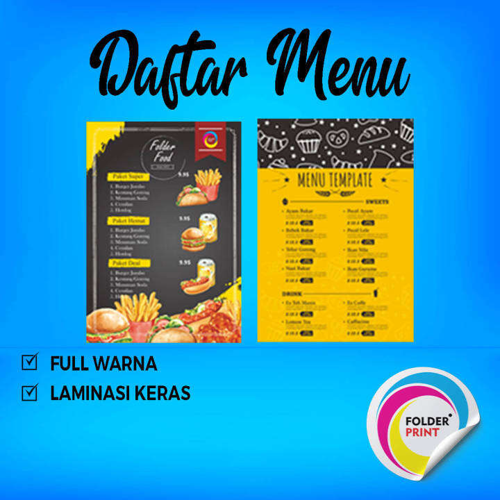 Cetak Daftar Menu Makanan Minuman Cafe Custom A4 - Minimum Pemesanan 2 ...