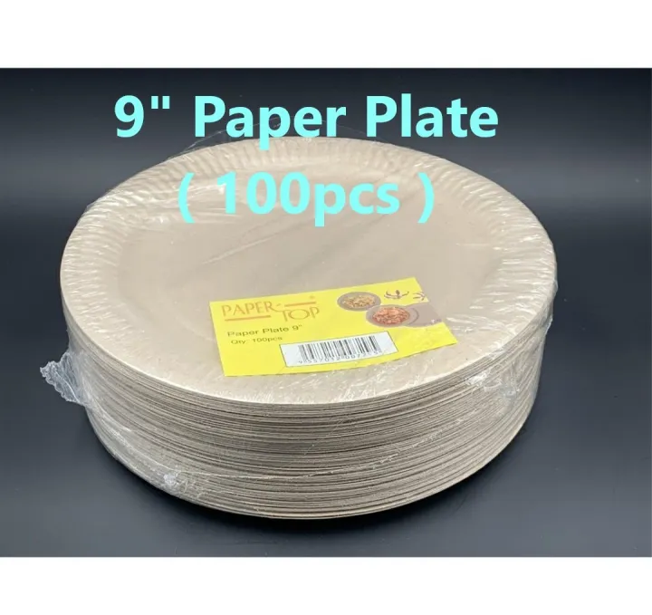THS - 9" Paper Plate - Brown ( 100pcs± ) Pinggan Kertas 9 inches ...