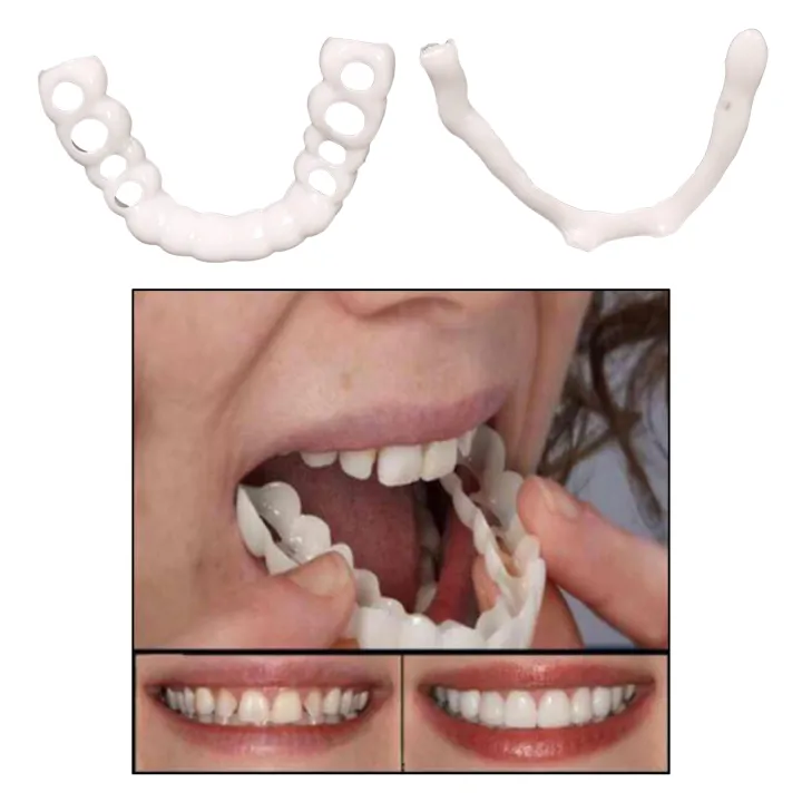 Fityle Soft Silicone Denture Teeth Veneers Temporary Fake Teeth Upper ...